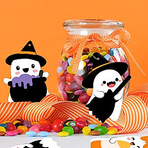 Halloween Ghost Tags-54Pcs Cute Halloween Tags with String,Pumpkin Spooky Boo Halloween Hanging Name Labels