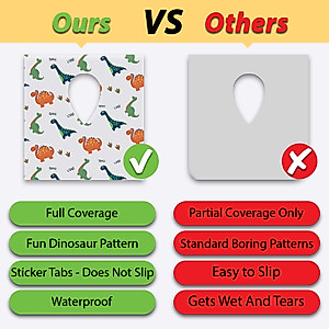 ATHENA FUTURES Disposable Toilet Seat Covers for Toddlers, Extra Large Individually Wrapped Dinosaur Paper Potty Training Liners for Kids, Portable, Flushable with Non-Slip Adhesive, Airplane & Travel