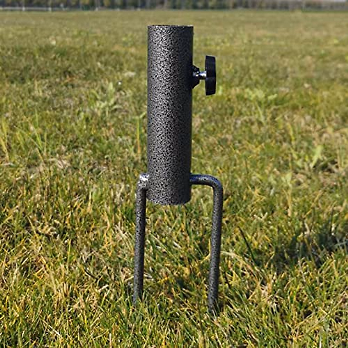 Denpetec Adjustable Portable Umbrella Base, 35cm Length Heavy Duty Ground Insert Steel Coating Umbrella Stand Base for 28-32mm Pole Umbrella Outdoor Park Patio Beach Ground
