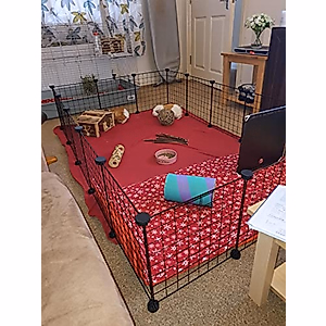 LANGXUN DIY Small Animal, Pet Playpen, Rabbit , Guinea Pig Cages, Puppy, Kitten Playpen | Indoor & Outdoor Portable Metal Wire Yard Fence (16pcs Metal Panels)