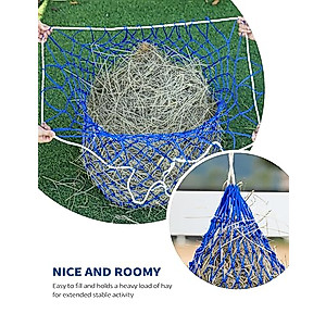 Harrison Howard Slow Feed Hay Net for Horses with 2"x2" Mesh Holes Goat Feeder Blue 40-Inch