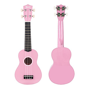 Trendy Soprano Ukulele for Beginners 21 Inch Hawaiian Wood Ukelele for Adult Student Starter (Pink)