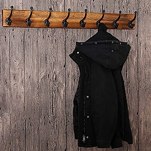 WEBI Rustic Coat Rack Wall Mount,35'' Long 8 Cast Iron Coat Hooks Wall Mounted,Heavy Duty Wall Coat Hanger Hooks for Hanging Coats,Clothes,Rustic Brown