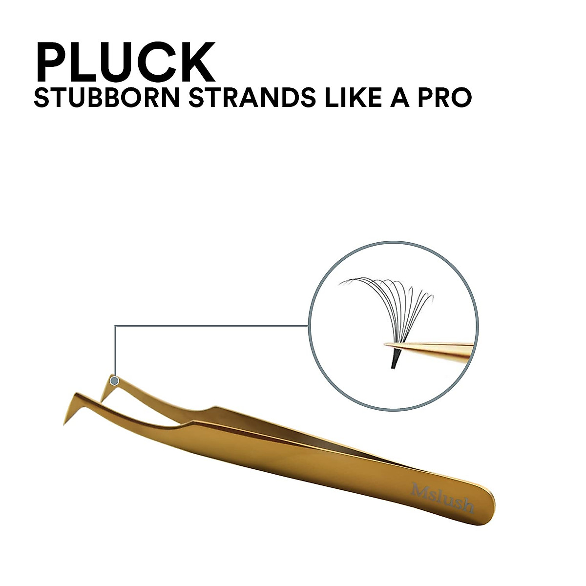 Volume Lashes Tweezers for Eyelash Extensions with High Precision Stainless Steel Gold Eyelash Extension Tweezers Mega L Curved Angled Tip Lash Extension Tweezers with Synthetic Leather Pouch