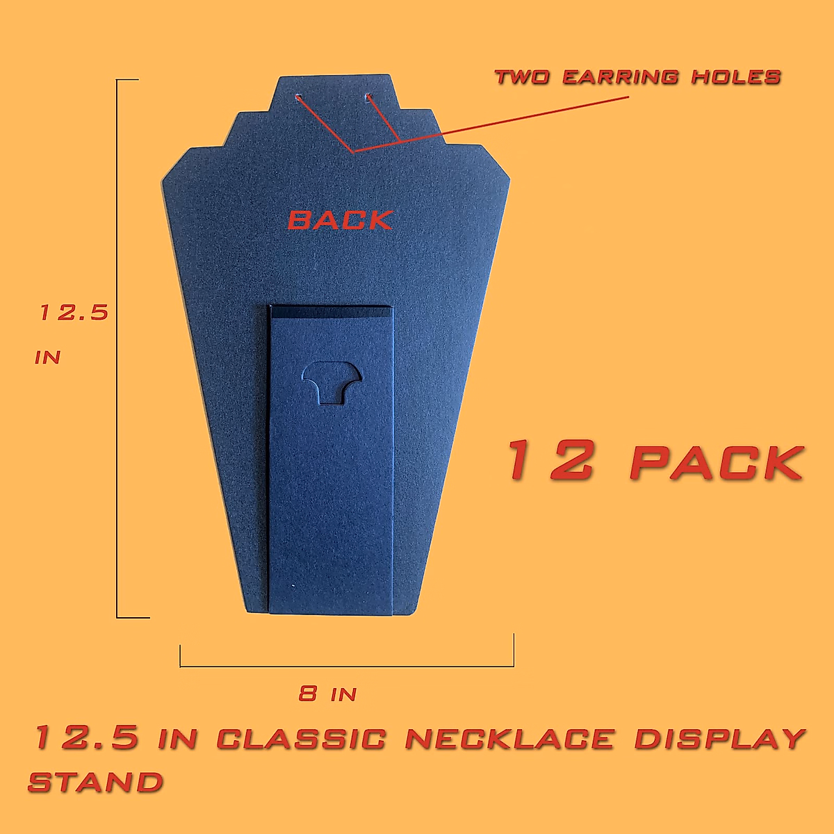 Codant 12.5 Inch Black Velvet Necklace Display Stands for Selling,Tabletop Necklace Display Stand for Jewelry, Foldable Jewelry Display Stands for Selling and Shows(set of 12)