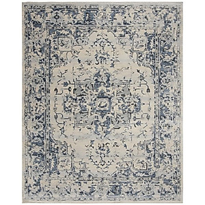 SAFAVIEH Charleston Collection Area Rug - 8' x 10', Ivory & Navy, Oriental Distressed Design, Non-Shedding & Easy Care, Ideal for High Traffic Areas in Living Room, Bedroom (CHL411A)