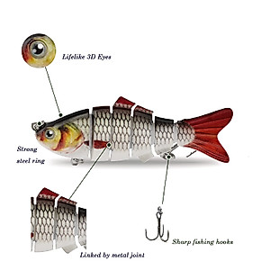 ODS Animated Fishing Lure Swimbait for Fishing|Slow Sinking Bionic Swimming Lures with Fishing Hooks Freshwater Saltwater (Set 4-3pcs)