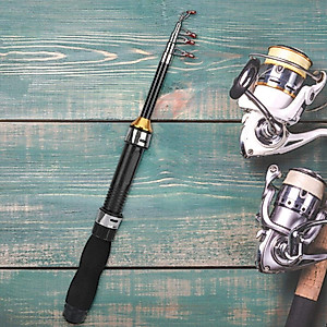 Ultrashort Fishing Rod, Telescopic Spincast Rod, Ice Fishing Pole, Travel Pocket Rod for Ice Fly Fishing Sea Saltwater Freshwater(1.5M)