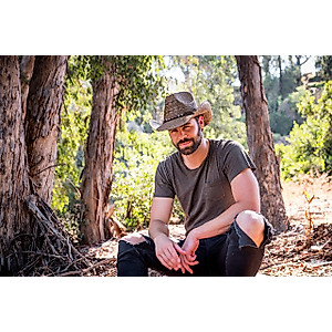 Old Stone Straw Cowboy Cowgirl Hat for Men/Women Unisex Summer Winter Wide Brim Sun Hat Dallas Western Style for Safari Fishing Beach Golf Hiking Multipurpose,Jess Brown