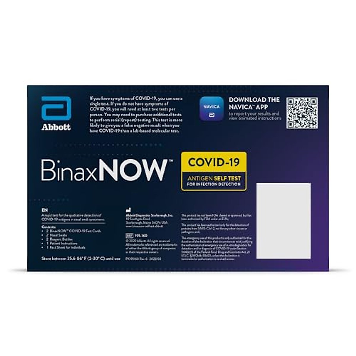 BinaxNOW COVID-19 Antigen Self Test, 1 Pack, 4 Tests Total, COVID Test With 15-Minute Results Without Sending to a Lab, Easy to Use at Home