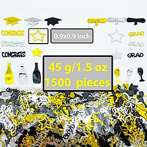 Werich Graduation Confetti 2024 | Glitter Confetti Sprinkles for Party Table Scatters Decoration | Graduation Party Decoration for Home, College, Senior, High School Prom | Metallic Foil