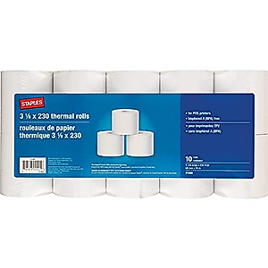 Staples 472634 Thermal Cash Register/Pos Rolls 3 1/8-Inch X 230-Ft 10/Pack (18229/21265)