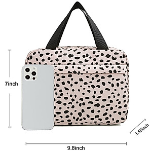 Makeup Bag for Women Travel Cosmetic Tote Bag Small Make Up Organizer Toiletry Bags Waterproof Zipper Pouch Purse for Girls (Leopard)