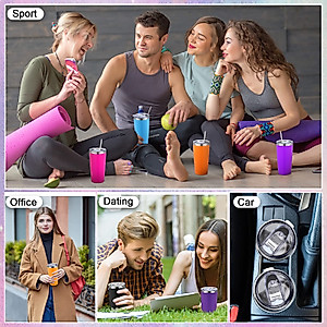 Eaasty 25 Pack Insulated Travel Tumbler with Straw and Lids 20 oz Stainless Steel Vacuum Tumbler Cups Powder Coated Coffee Mug for Cold and Hot Drinks (Multicolor)