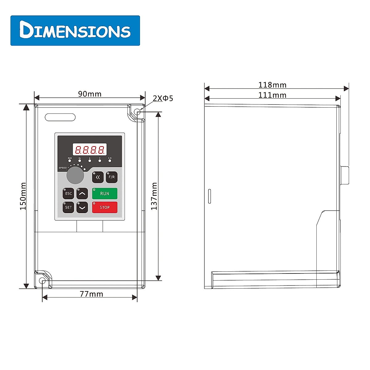 RATTMMOTOR 1.5KW VFD 110V Single to 3 Phase Inverter Variable Frequency Drive Spindle Motor Controller Converter 0-1000Hz + Extension Cable for CNC Router Milling Engraving Machine
