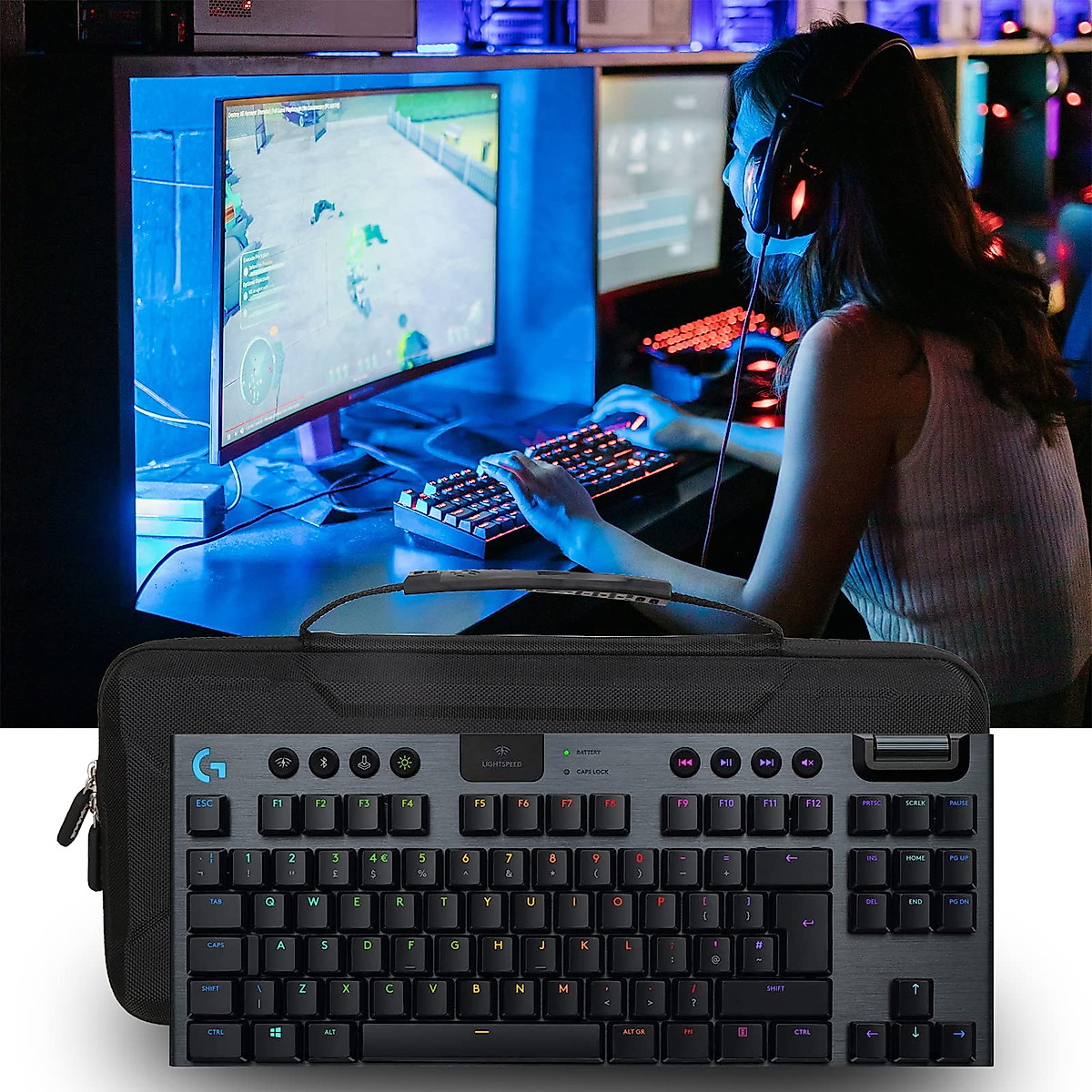 Aproca Hard Storage Travel Case, for Logitech G915 TKL/Logitech G PRO Tenkeyless Lightspeed Wireless RGB Mechanical Gaming Keyboard