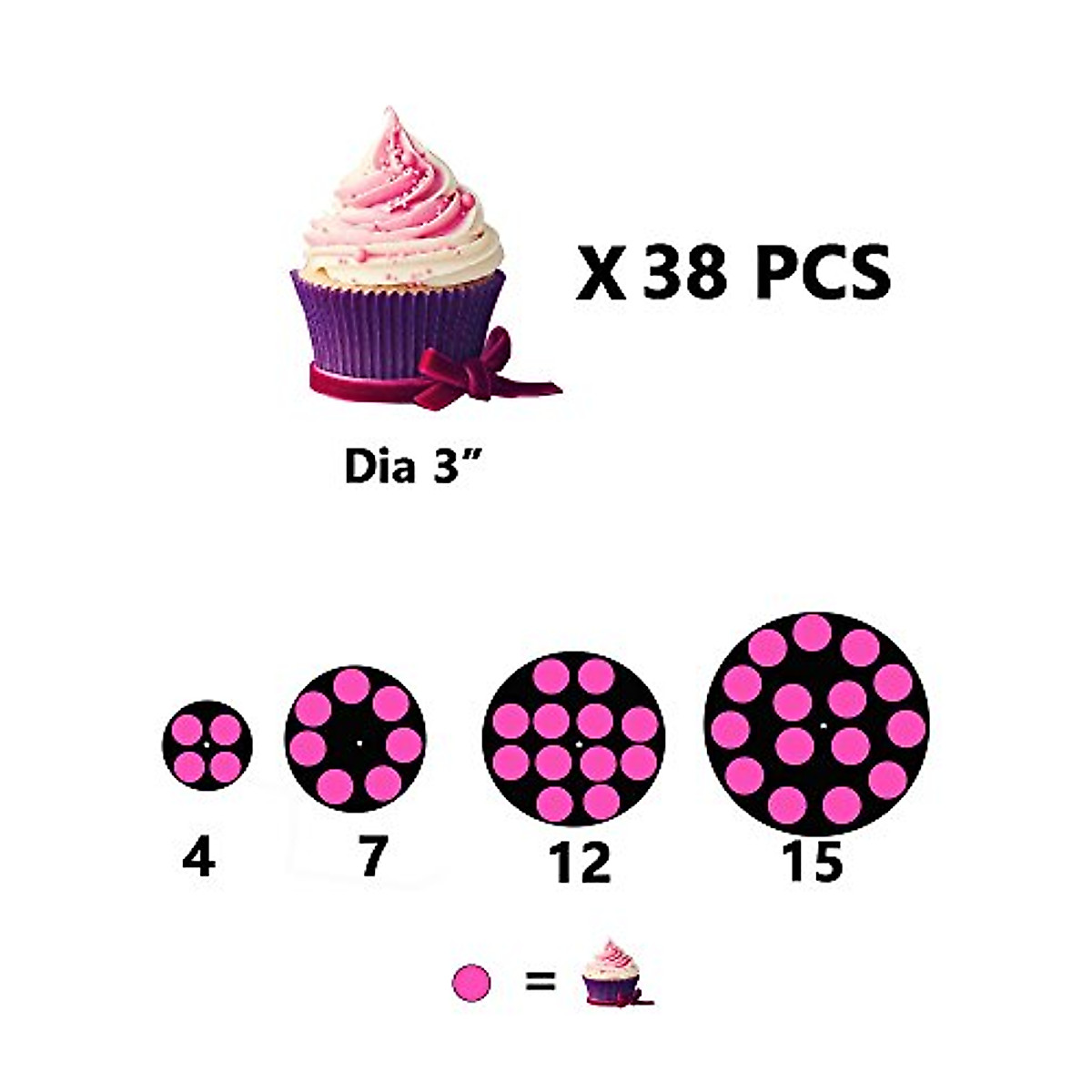 SinoAcrylic Cupcake Stand - 4 Tiers Round Cupcake Tower - Tiered Serving Dessert Cake Holder - Unique Black Exquisite Plate - Perfect for Wedding, Birthday, Party, Baby Shower and Xmas