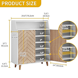 DWVO Shoe Cabinet with Doors, 5-Tier Shoe Cabinet Storage for Entryway, Large Capacity Wooden Shoe Storage Cabinet, Shoe Rack Organizer for Entryway, Closet, Living Room