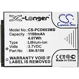 CS Replacement Battery for Philips SCD603, SCD-603/00, SCD603/10, SCD603/20, SCD-603H 20600002300, 996510061843, N-S150, SN-S150 1100mAh / 4.07Wh Barcode Scanner