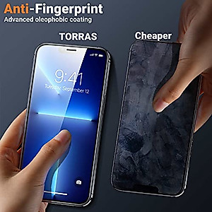 TORRAS Diamond Shield Screen Protector for iPhone 12 Pro /12 with Strengthened Edge [Military-Grade Protection] Tempered Glass for iPhone 12/12 Pro, Anti-Fingerprint, Durable, Smooth, 2 Pack, 6.1"