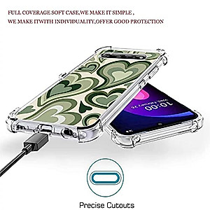 saiaty lideqee Designed for LG V60 ThinQ Case, Sage Green Love Hearts Coffee Latte Swirls Valentines Designed for LG Case Women Girls, Soft TPU Trendy Case for LG