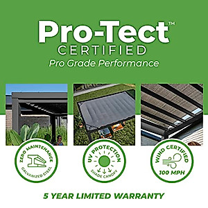 Backyard Discovery Trenton 12x10 All Season Galvanized Steel Pergola, Black, Sail Shade Soft Canopy, Rust Resistant, Support Wind and Snow, Patio, Deck, Backyard, Garden