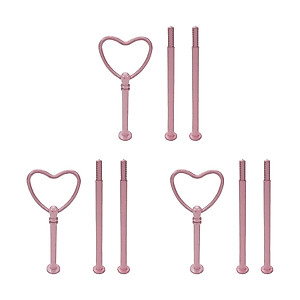 UTALIND 3 Set Metal 3 Tier Leaf Cake Stand Centre Handle Fittings, Fruit Heavy Plate Handle Fittings, Cupcake Stand Hardware Fittings (Pink Heart)