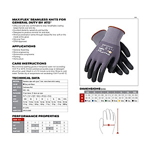 3 Pack MaxiFlex 34-874/S Gloves Nitrile Micro-Foam Grip Palm & Fingers - Excellent Grip and Abrasion Resistance - Seamless Nylon with Lycra Liner - Micro-Foam Nitrile Coating (Size-S/3 Pairs)