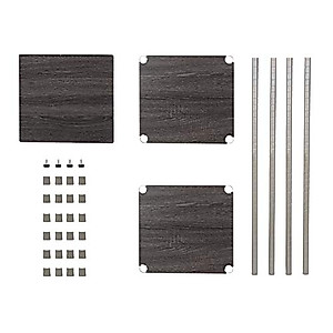 HomeZone Bookcase Storage Rack with 3-Tier Narrow Shelving Unit | Steel and Wood with Satin Nickel Finish