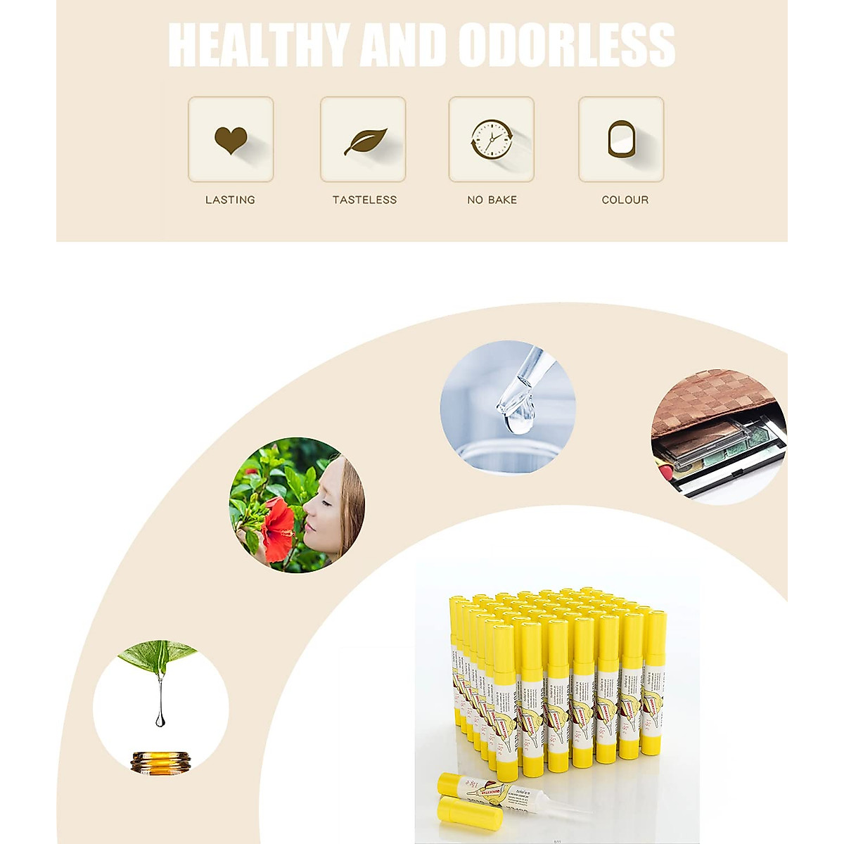 Pack of 50 Convenient Super Glue, All Purpose Adhesive,Instant bonding for bonding Glass, Leather, Metal, Wood, Plastic, Silicone, Rubber - 1.5g/Pack