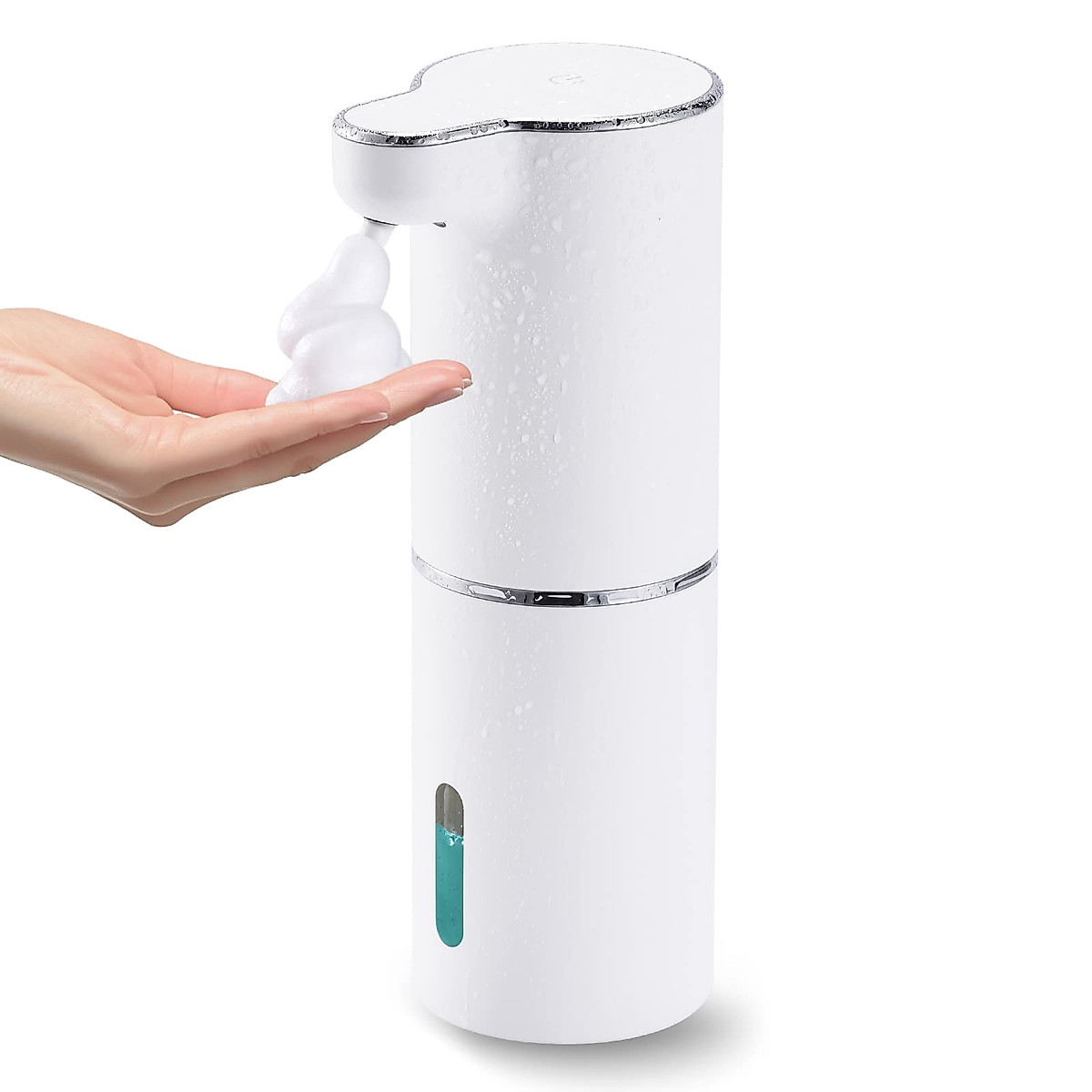 LAOPAO Soap Dispenser, Automatic Foaming Hand Soap Dispenser Touchless Foam Soap Dispenser Rechargeable Bathroom Countertop Soap Pump for Kids Xmas Gift 300ml All White