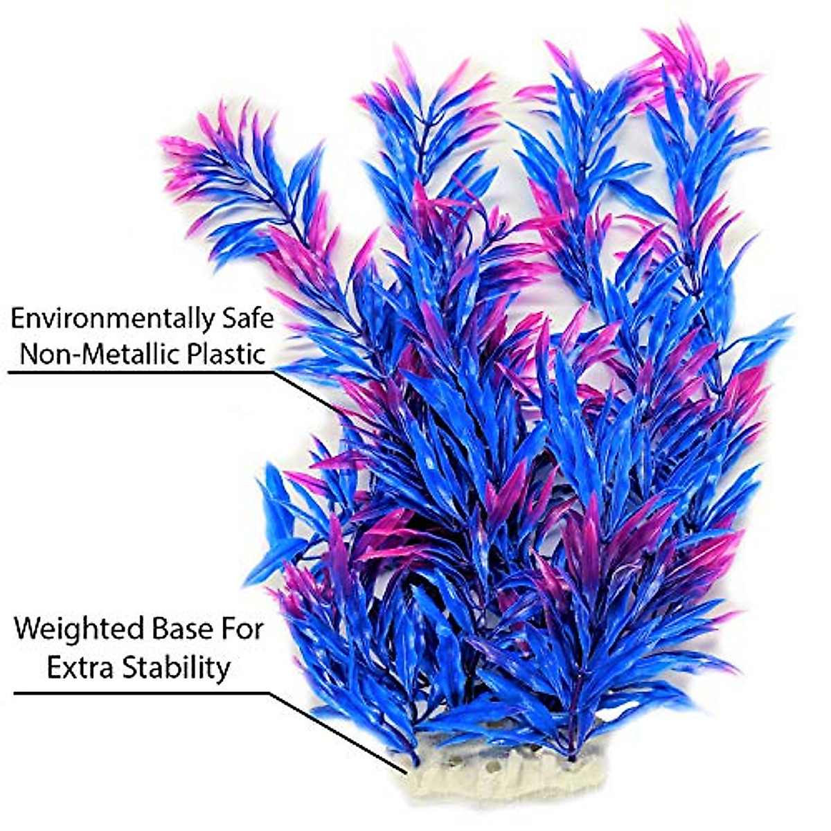 Otterly Pets Plastic Plants for Fish Tank Decorations Large Artificial Aquarium Decor and Accessories (Blue and Purple 8-Pack)