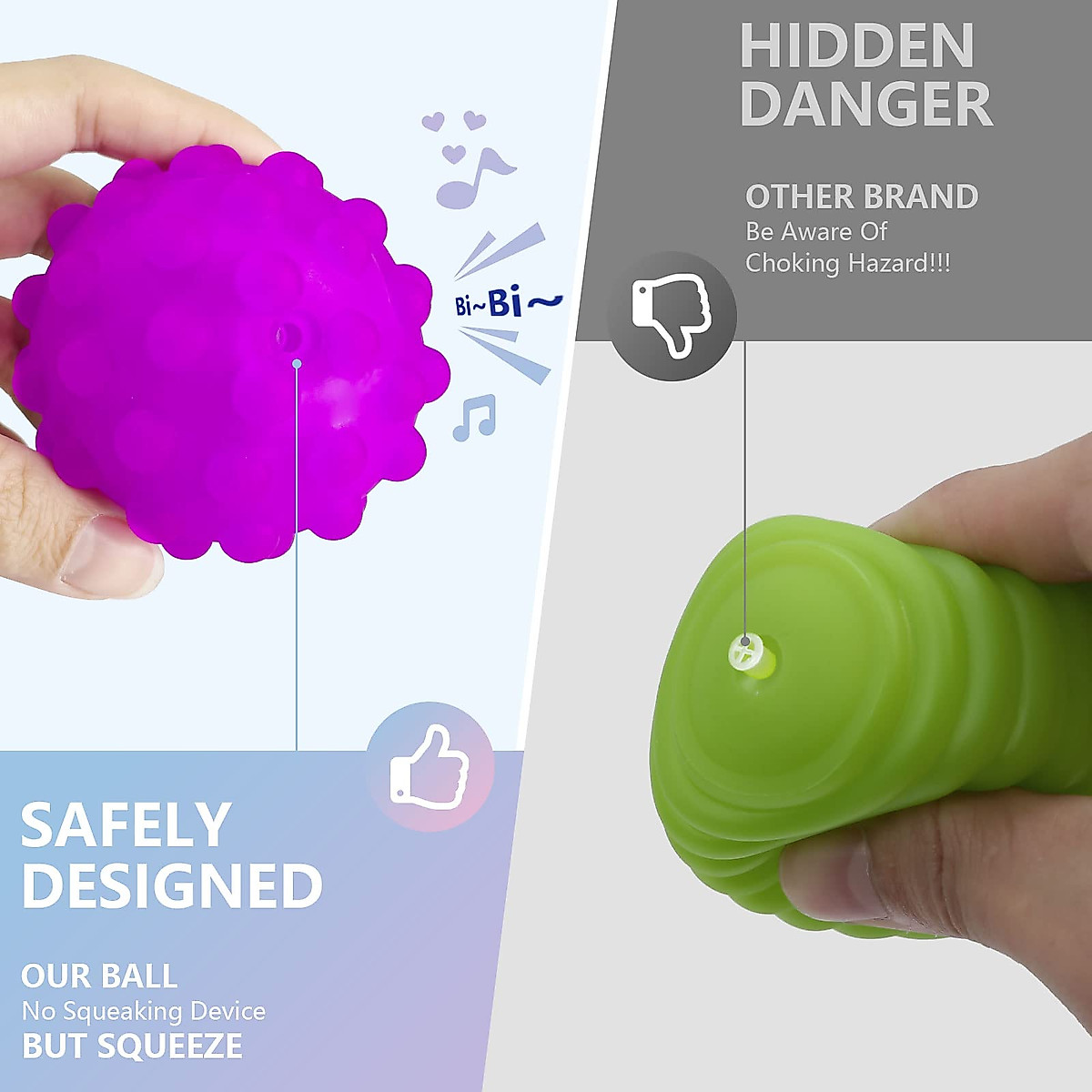 ROHSCE Baby Textured Multi Ball Set, 6pcs Colorful & Bright Child Touch Hand Ball Toy Infant Sensory Balls Massage Soft Ball, 6-12 Months Baby Learning Grasping Soft Sensory Toys for Kids Gift