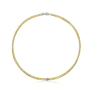 Ross-Simons Italian .15 ct. t.w. CZ Reversible Omega Necklace in Sterling Silver and 18kt Gold Over Sterling. 20 inches