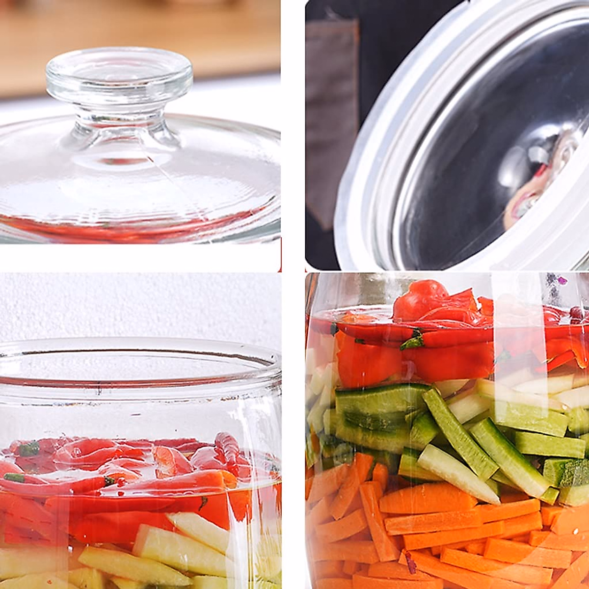 Pickle Jar Household Glass Sealed Jar Food Grade Thickened Pickle Pickled Storage Jar Sauerkraut Pickle Glass Bottle (Size : 1kg)