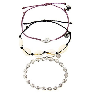 Pura Vida Bracelets Pack Dark Knotted Wave Chain Bracelet Stack - Set of 3 Stackable Bracelets for Women, Summer Accessories & Cute Bracelets for Teen Girls - 1 Chain Bracelet & 2 String Bracelets