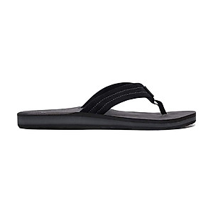 Quiksilver Men's Carver Suede 3 Point Flip Flop Athletic Sandal, Solid Black, 11 M US