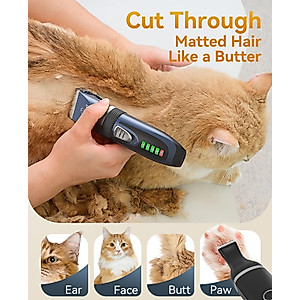 oneisall Cat Clippers and Paw Trimmer 3 in 1,Cat Grooming Kit,Cat Clippers for Matted Hair,Cordless Cat Shaver for Matted Long Hair,2 Speed Cat Hair Trimmer,Pet Clippers for Cats and Small Dogs