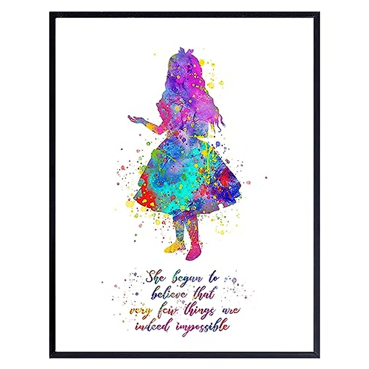 Motivational Quotes For Girls Room 11x14 - Alice in Wonderland Theme - Inspirational Quotes Wall Art for Women - Girls Bedroom Decor - positive affirmation - Positive Sayings Poster - Teen Girls Room