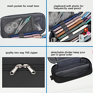 FlowFly Pencil Case for Girls Boys, Large Capacity Pencil Pouch for Kids, Portable Soft Pen Bag for Teens, Black