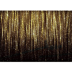 Black Gold Backdrop for Adult Kids Birthday Party Photo Backdrop Decorations Banner Golden Streamer Flash Banner Party Photography Background 7x5ft
