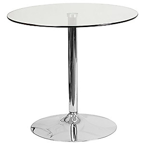 Flash Furniture Hills 31.5'' Round Glass Table with 29''H Chrome Base