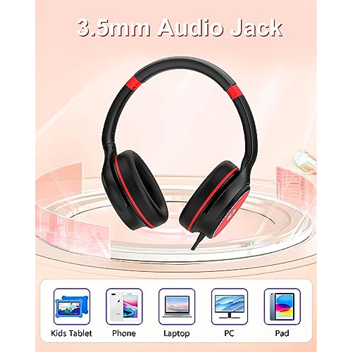 ADOOPE Kids Headphones with Safe 85dB/94dB Volume Limiter for Teen and Boys, Foldable HD Stereo Sound Headphones PC/fire Tablet/iPad, Headphones with Microphone for School, Travel and Home