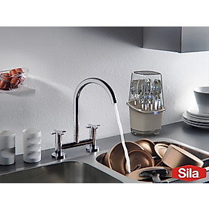 Rattan Covered Cutlery and Utensil holder, Flatware Plastic Caddy Organizer for Silverware with Cover top Perfect for Kitchen, picnic, home, BBQ, Party, Camping, Outdoor and Restaurant (BLACK)