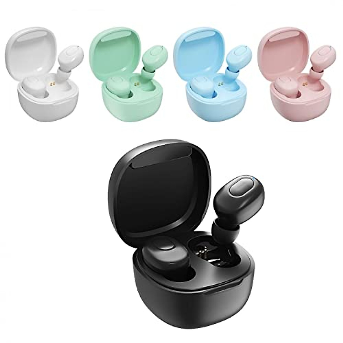 Macaron in Ear Mini Bluetooth Earbuds, Wireless Headphones with Charging Case, Bass Noise Cancelling Sweatproof Sports Headphones Built in Microphone