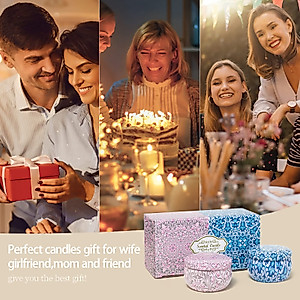 Scented Candles 2 Pack 2.5 oz Aromatherapy Jasmine and Vanilla Candles Set, Stress Relief Candles Gifts for Women, 12 Hour Burn Time, Portable Home Tin Jar Candles for Travel, Spa, Bath