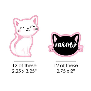 Big Dot of Happiness Purr-fect Kitty Cat - Paper Straw Decor - Kitten Meow Baby Shower or Birthday Party Striped Decorative Straws - Set of 24