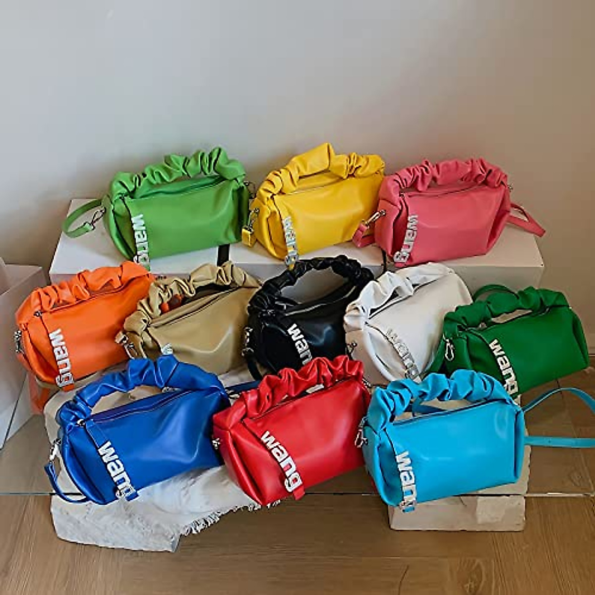 Top-handle shoudlder for women Ruched hobo Purses Handbags Crossbody Bags Satchel Clutch Tote Bag (Blue)