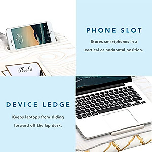 LAPGEAR Designer Lap Desk with Phone Holder and Device Ledge - Gold Quatrefoil - Fits up to 15.6 Inch Laptops - Style No. 45416