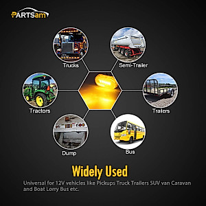 Partsam 2Pcs [DOT Certified] Amber 4 Inch LED Trailer RV Camper Side Marker Clearance Lights Lamps 6 Diodes with Reflex Lens Surface Mount Reflective 2x4 Rectangle Truck Marker Lights Front Rear